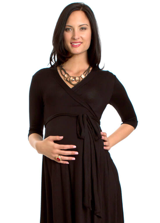 Kaitlyn Maternity Wrap Dress in Black by Everly Grey