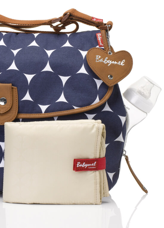 Navy Polka Dot Satchel Baby Bag by Babymel