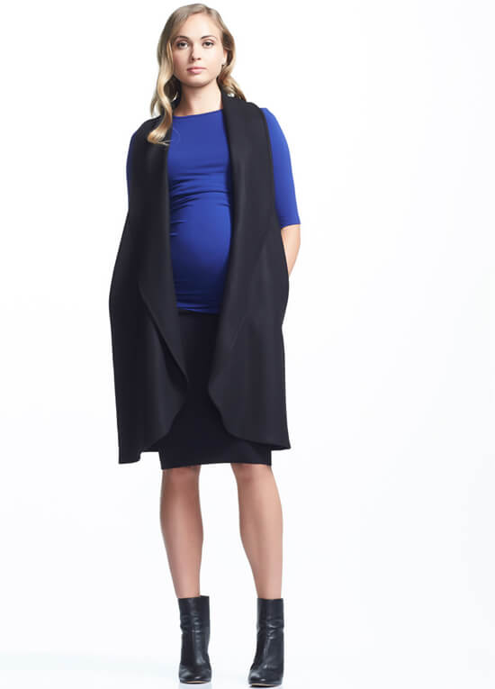 Frost Wool Long Maternity Vest in Black by Soon Maternity