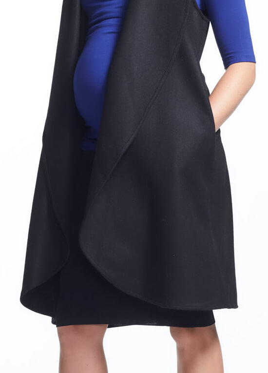 Frost Wool Long Maternity Vest in Black by Soon Maternity