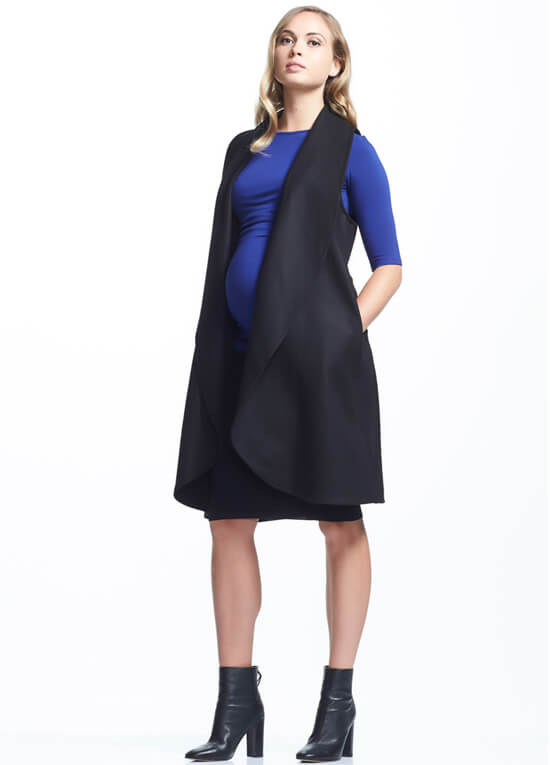 Frost Wool Long Maternity Vest in Black by Soon Maternity