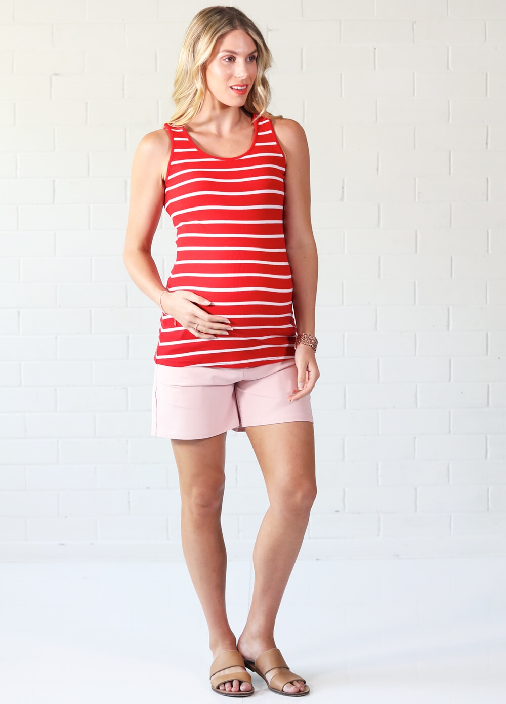 Laurina Red Striped Nursing Tank Top by Trimester Clothing