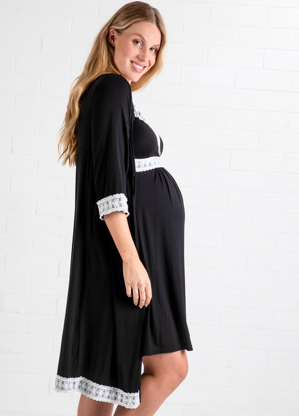Lait & Co - Moselle Black Maternity Robe | Queen Bee