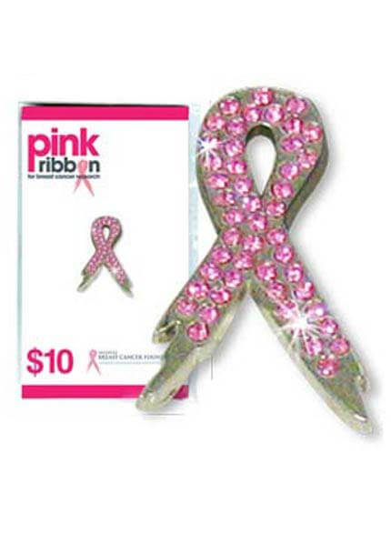 NBCF - Pink Ribbon Diamante Pin - Queen Bee