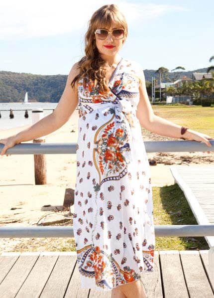Messina Wrap Maternity Dress in White by LIL Designs