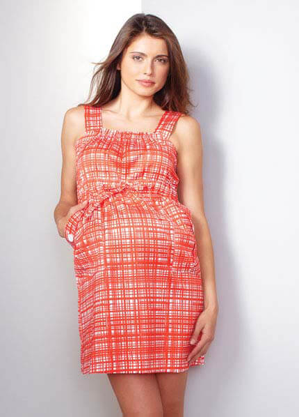 Op Art Orange Maternity Sundress by Maternal America
