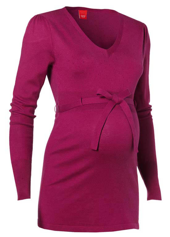 Cotton/Cashmere Maternity Knit Sweater in Raspberry by Esprit