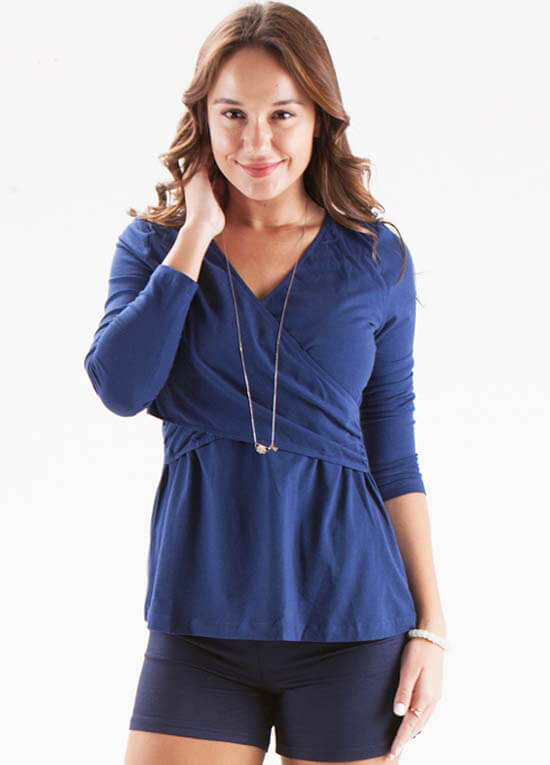 Navy Blue Crossover Nursing Top by Dote Nursingwear