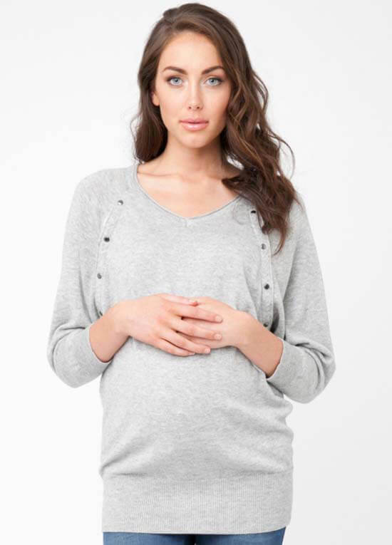 Lambswool Maternity Nursing Jumper in Grey by Ripe Maternity