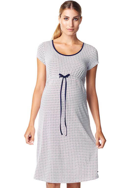 Drawstring Empire Maternity Dress in Navy Print by Esprit