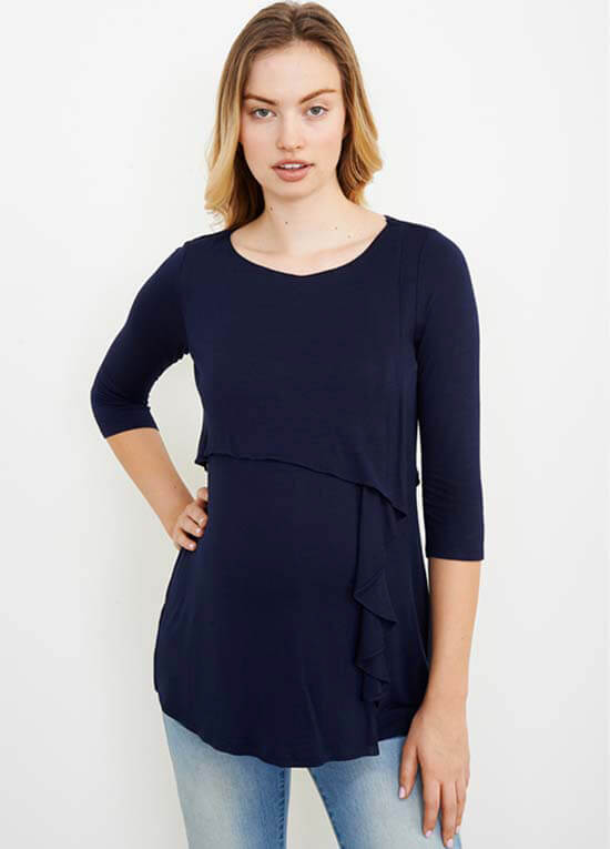 Cascading Ruffle Maternity Nursing Top by Maternal America