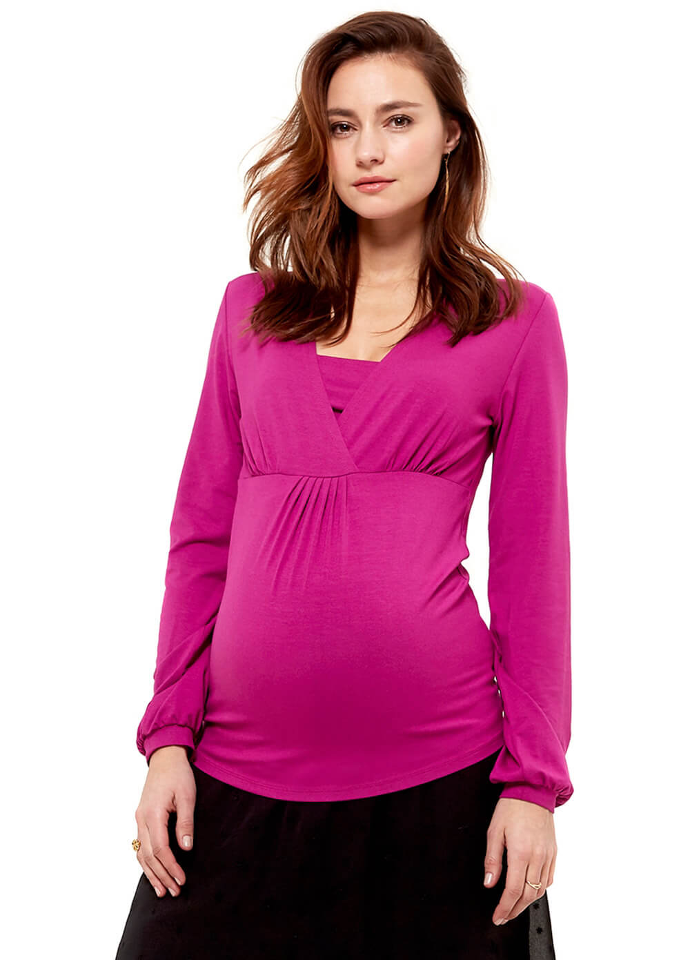 Puff Sleeve Maternity & Nursing Blouse in Violet by Queen mum